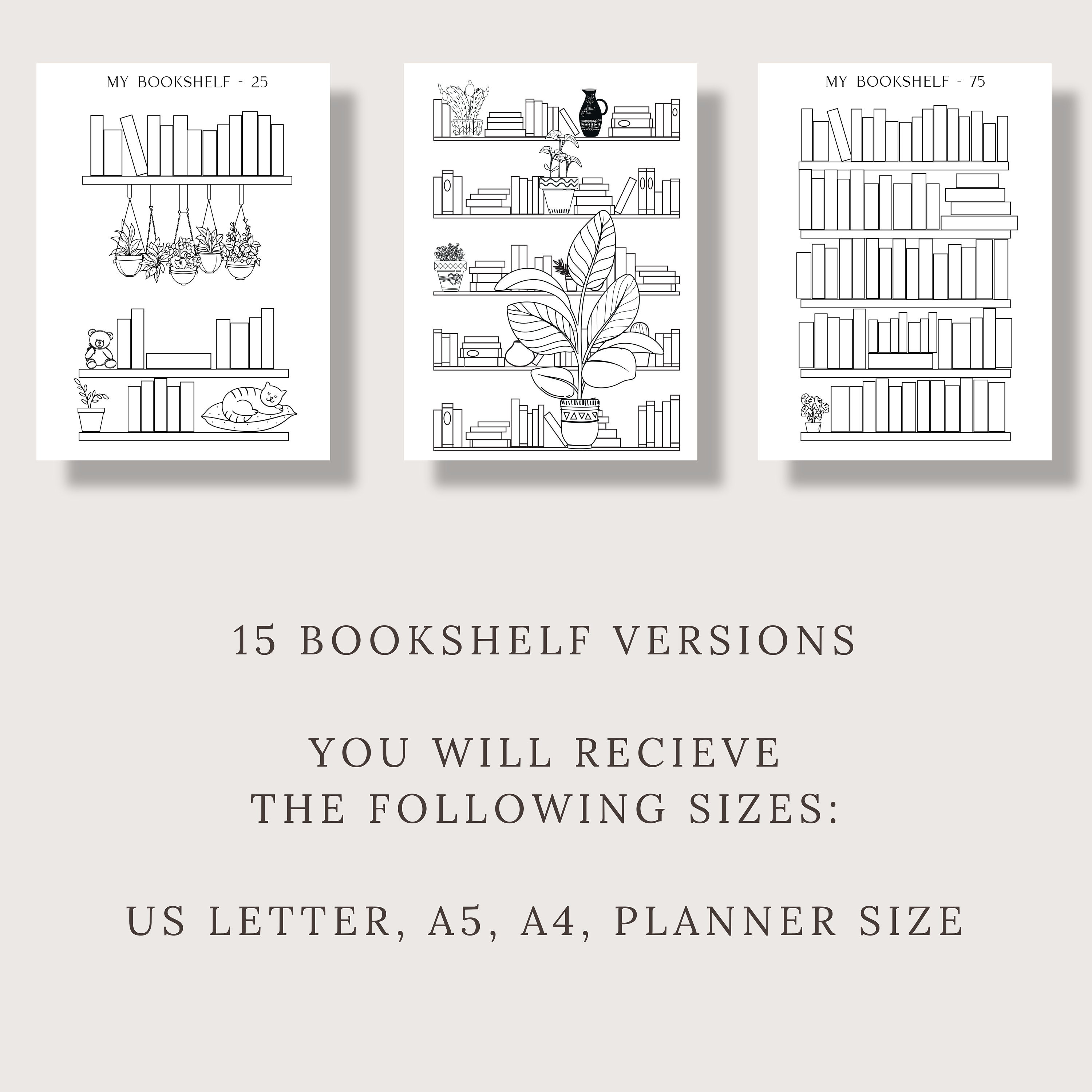 Reading Log Digital Bookshelf Reading Tracker Printable Bundle 15 ...