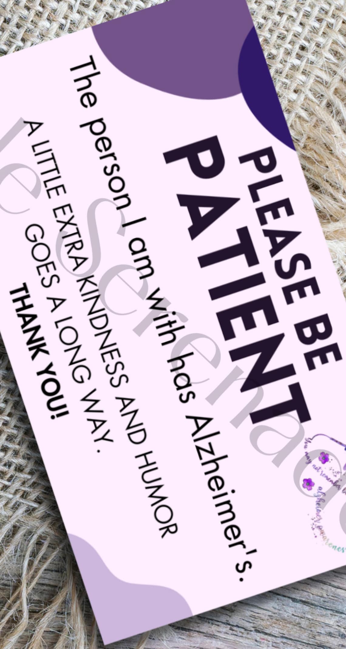 Canva Template Alzheimers Card Editable Digital Download Alzheimers ...
