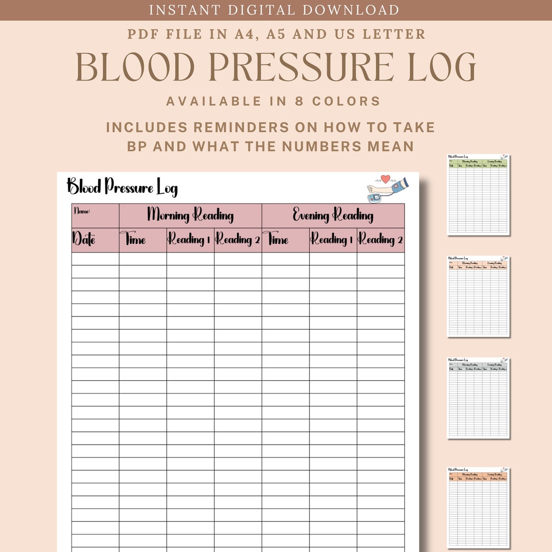 Blood Pressure Tracker BP Log for Doctor High Blood Pressure Tracker ...