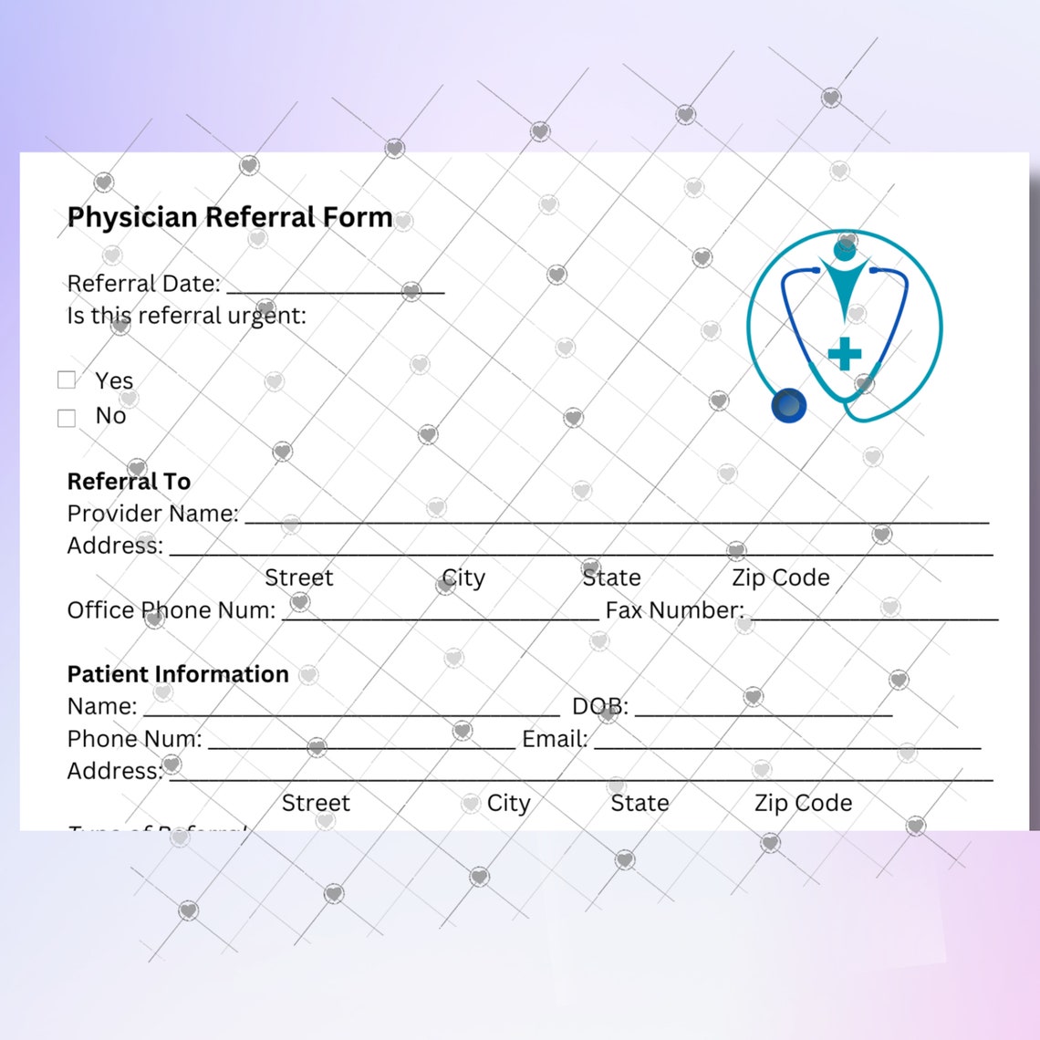 Canva Template Physician Referral Form Digital Download Doctor Referral ...