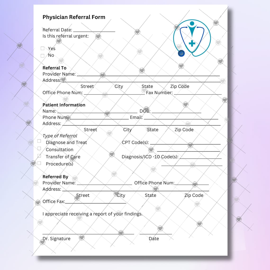 Canva Template Physician Referral Form Digital Download Doctor Referral ...