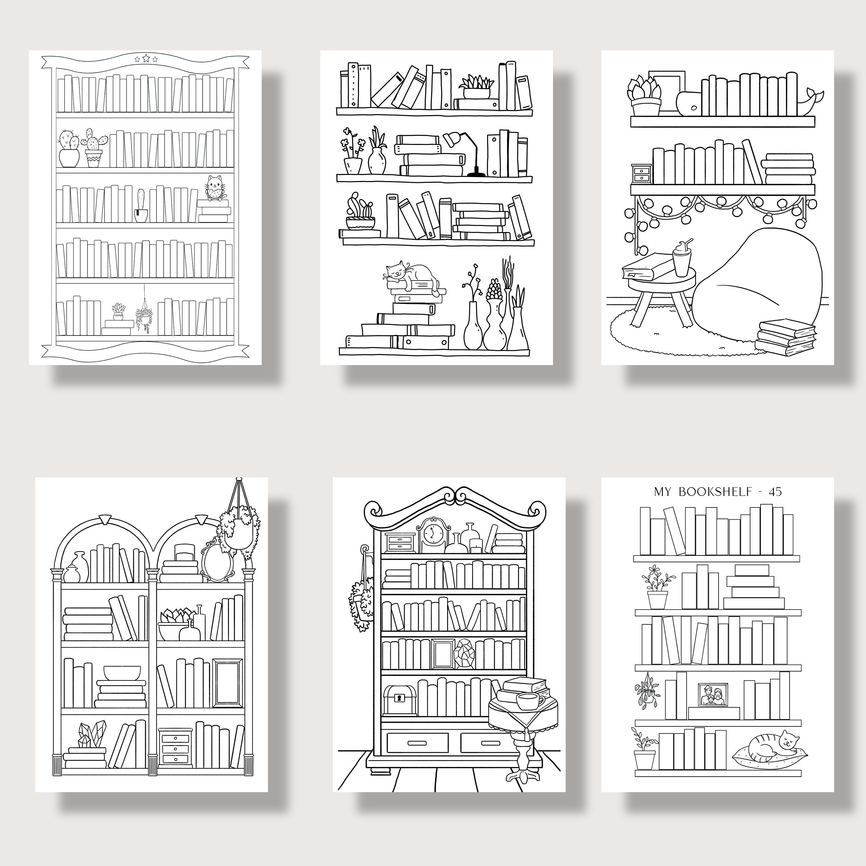 Reading Log Digital Bookshelf Reading Tracker Printable Bundle 15 ...