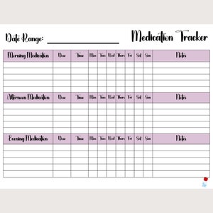 Medication Log Medication Tracker Printable Medication Tracking Chart ...