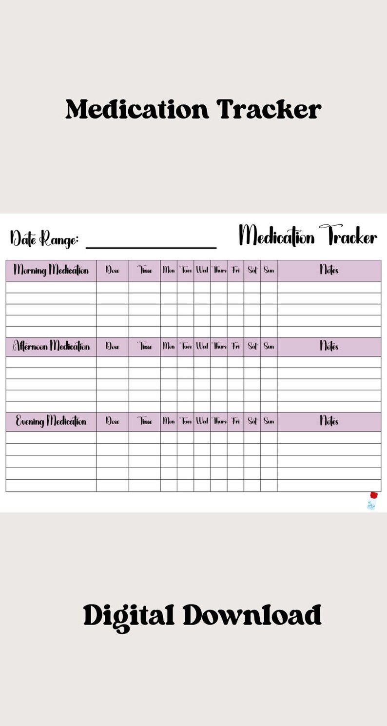 Medication Log Medication Tracker Printable Medication Tracking Chart ...