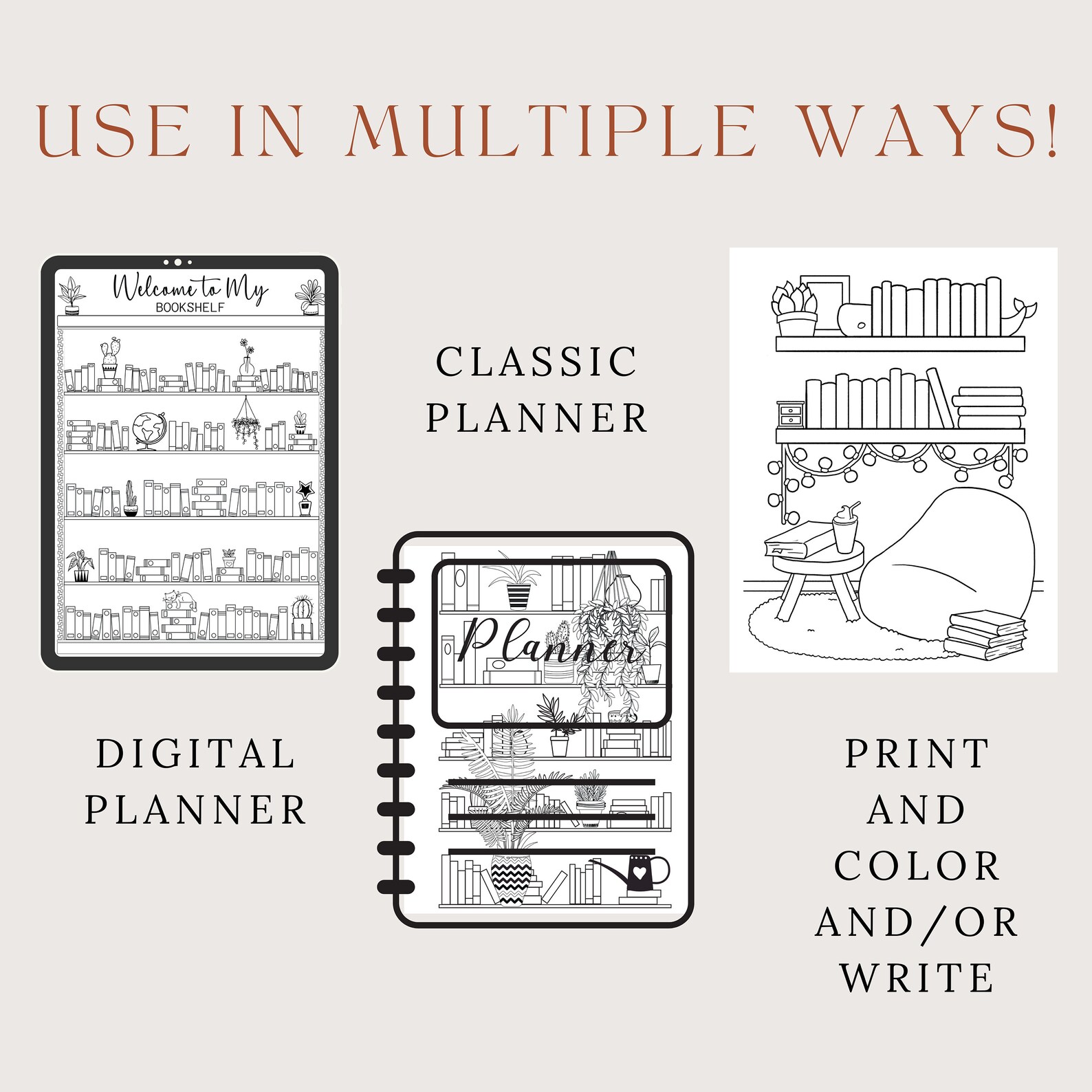 Reading Log Digital Bookshelf Reading Tracker Printable Bundle 15 ...