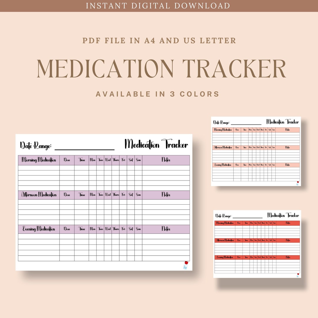 Medication Log Medication Tracker Printable Medication Tracking Chart ...