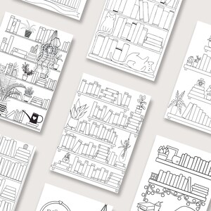 Reading Log Digital Bookshelf Reading Tracker Printable Bundle 15 ...