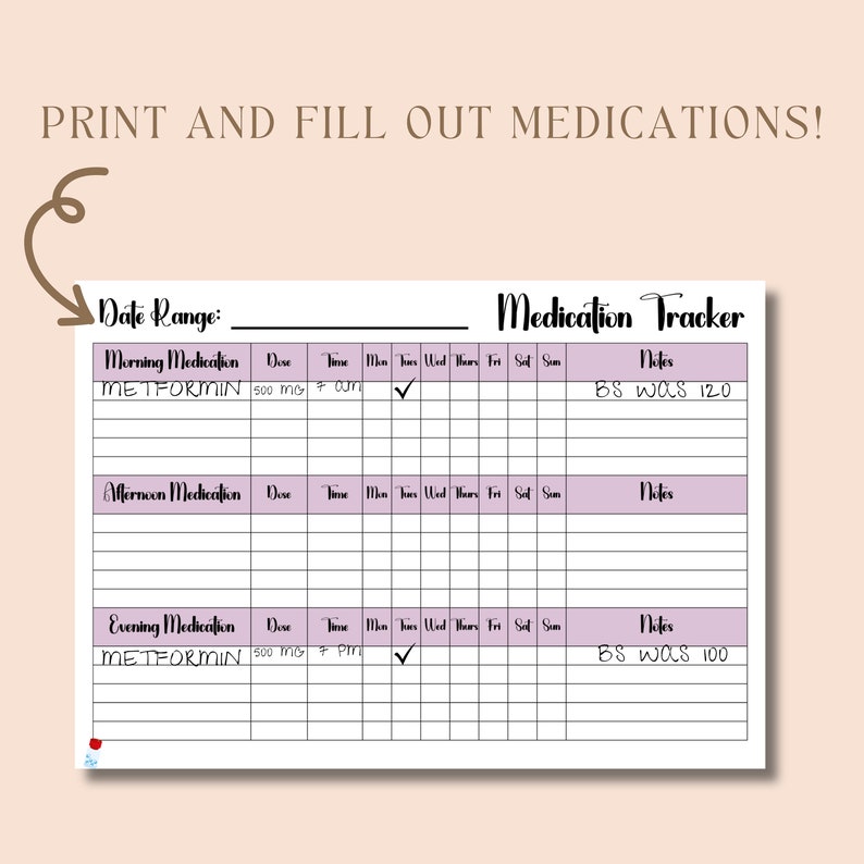 Medication Log Medication Tracker Printable Medication Tracking Chart ...
