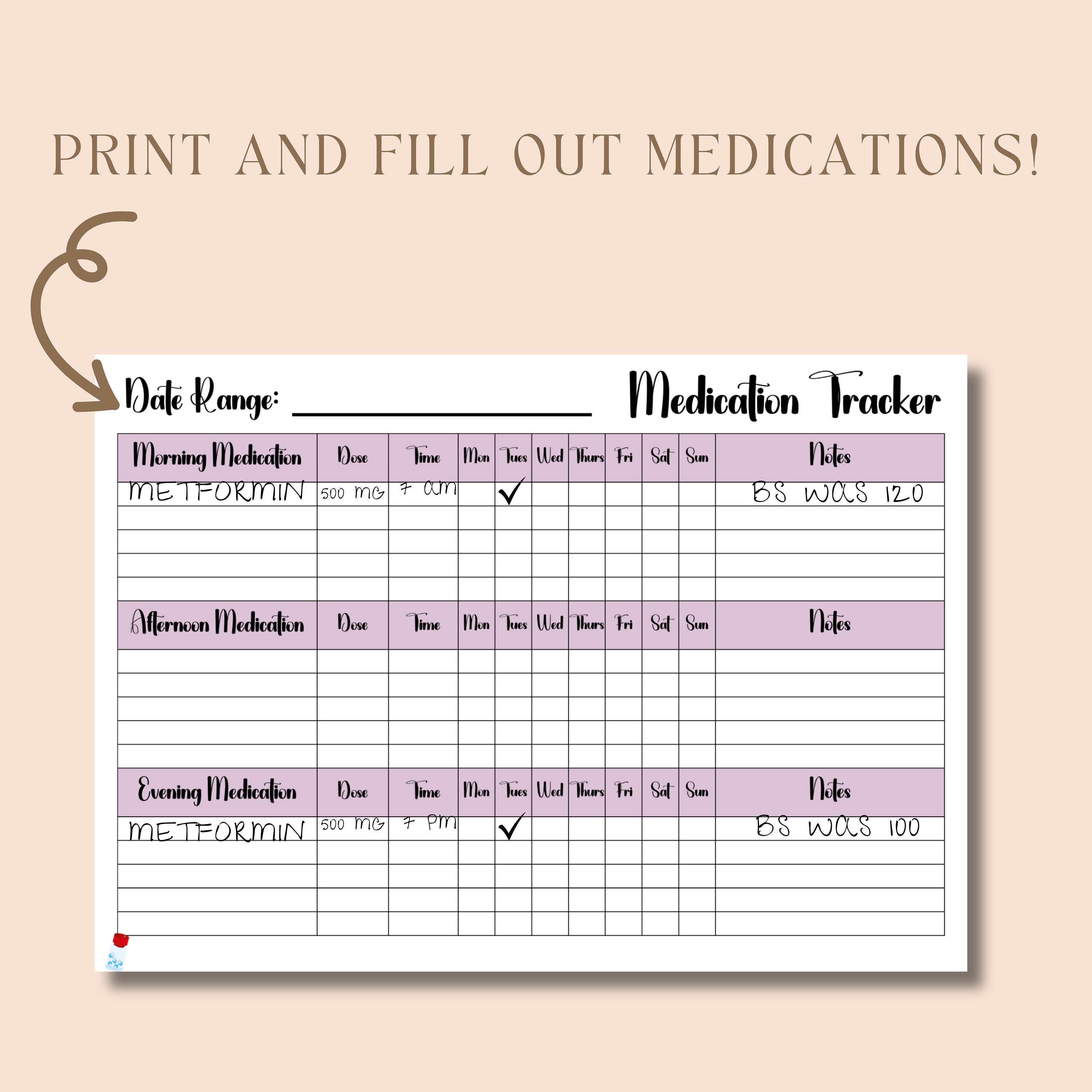 Medication Log Medication Tracker Printable Medication Tracking Chart ...