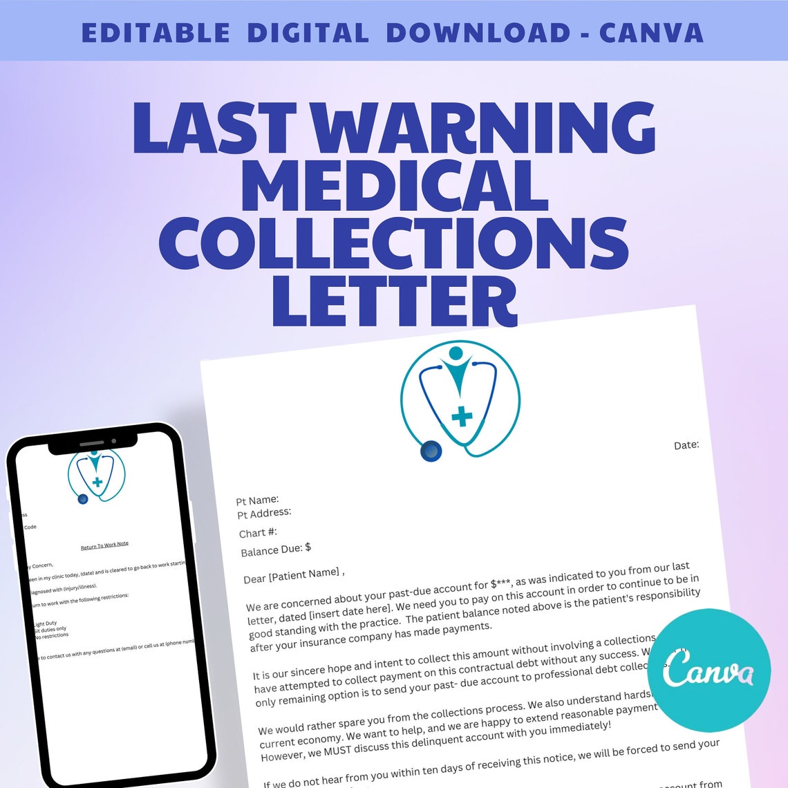 Final Notice Collection Letter Doctor Office Overdue Bill Dentist ...