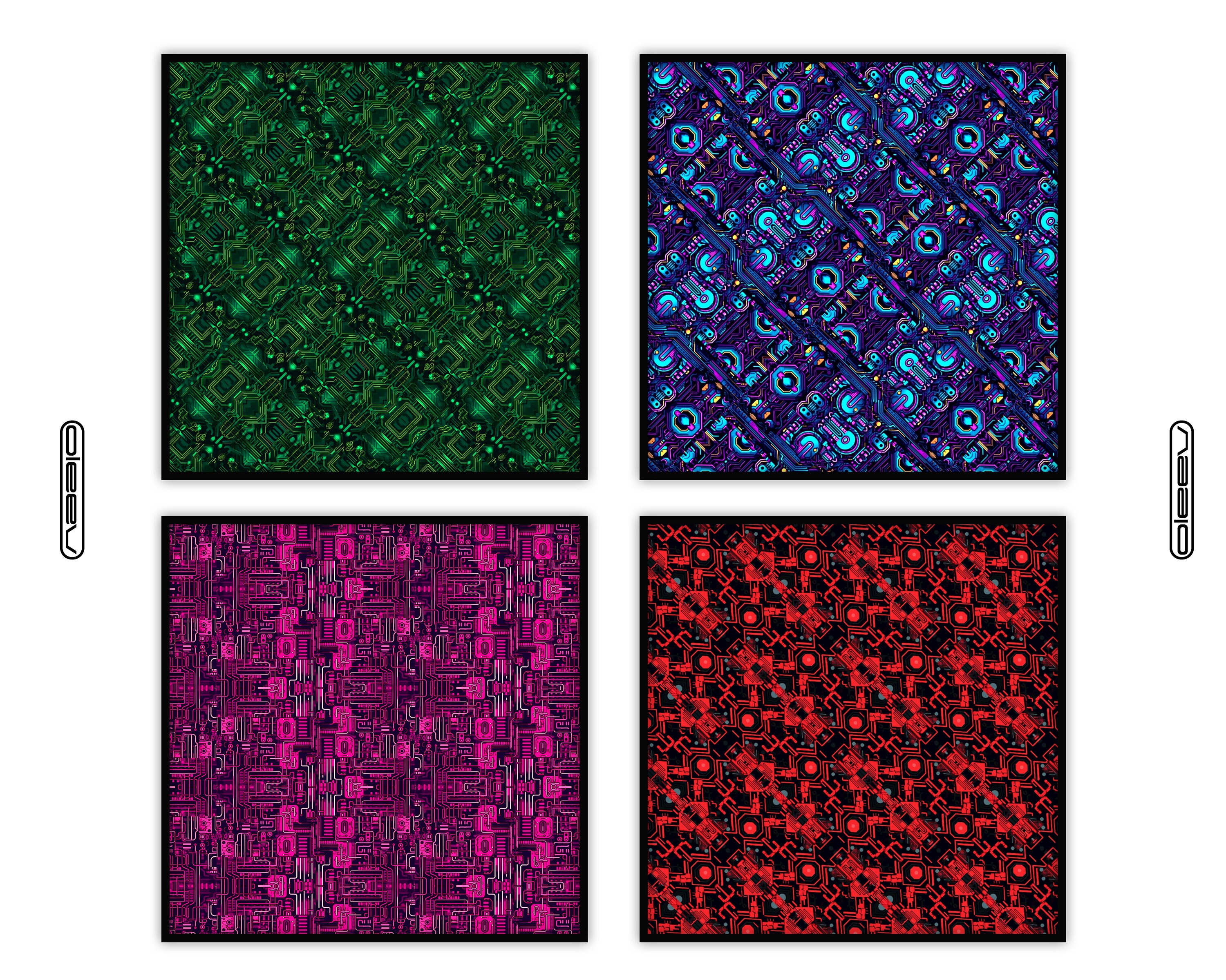 Digital Cyberpunk Pattern Printable Papers Futuristic Designs for DIY ...