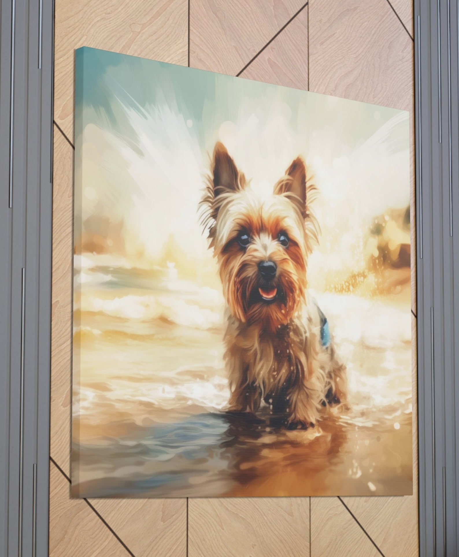 Yorkshire Terrier at the Beach, Yorkie Watercolor, Dog Artwork, Yorkie ...