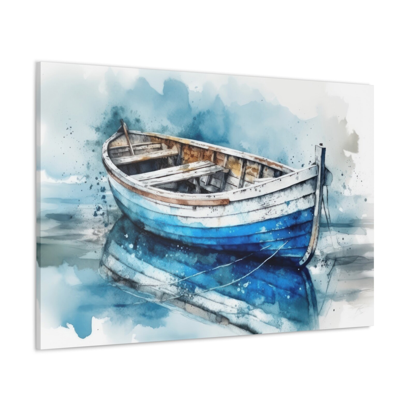 Blue Rowboat Wall Art, Blue Boat Art, Lake House Decor, Beach Wall Art ...