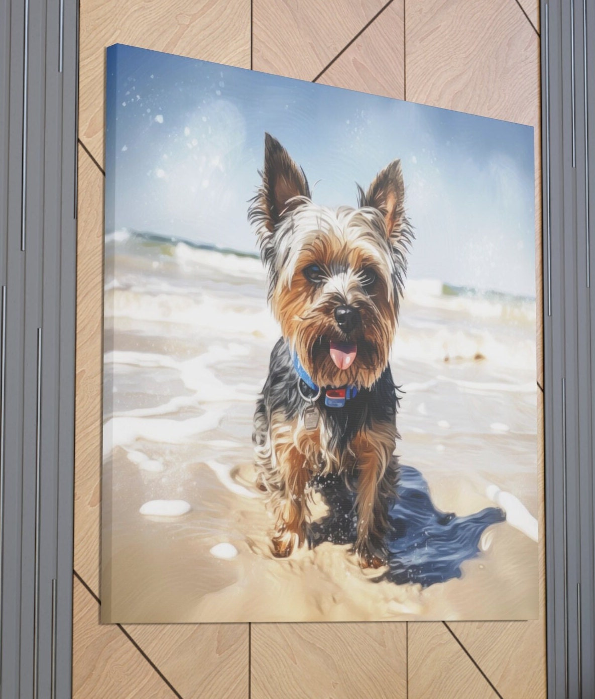 Yorkshire Terrier at the Beach, Yorkie Watercolor, Dog Artwork, Yorkie ...