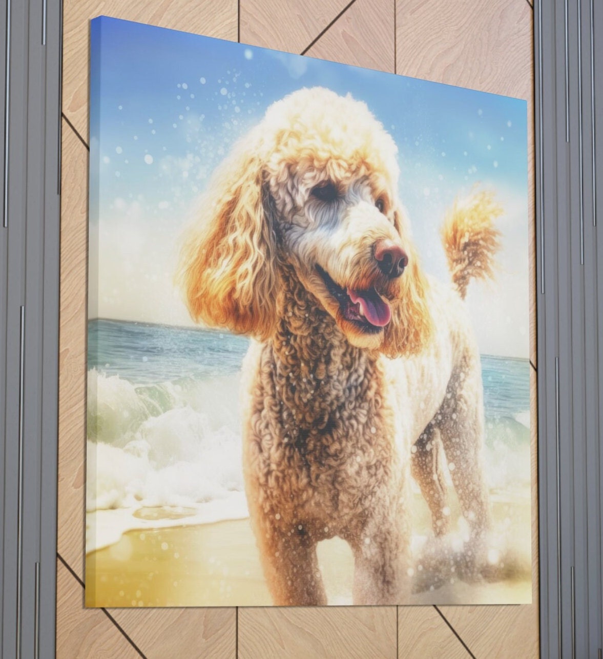 Poodle on the Beach, Poodle Watercolor, Poodle Wall Art, Dog Artwork ...