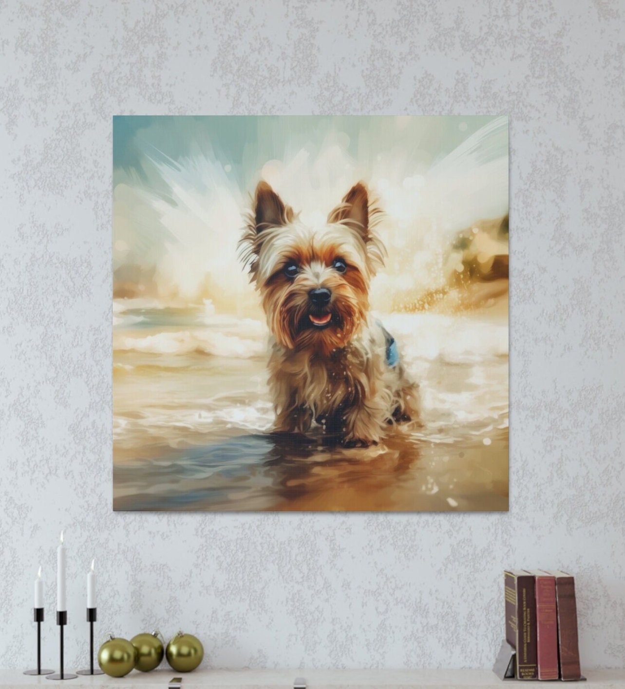 Yorkshire Terrier at the Beach, Yorkie Watercolor, Dog Artwork, Yorkie ...