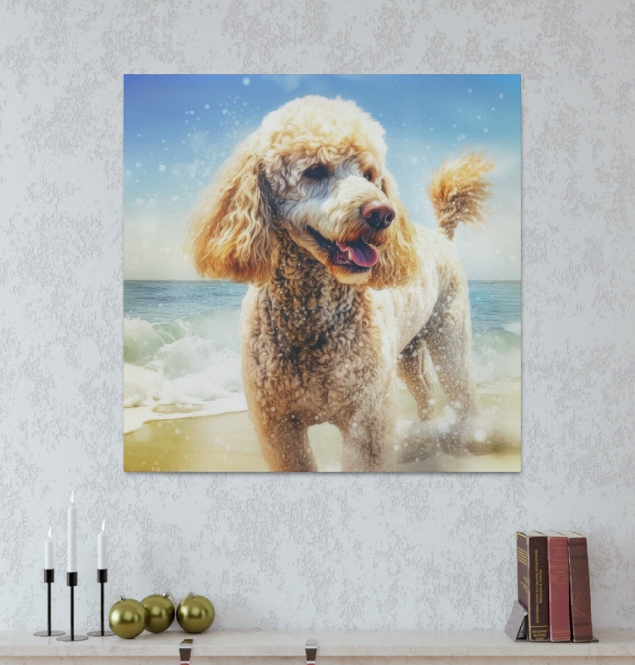 Poodle on the Beach, Poodle Watercolor, Poodle Wall Art, Dog Artwork ...