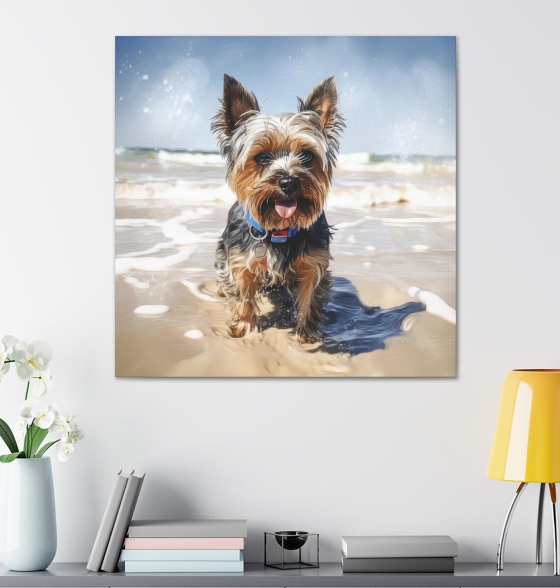 Yorkshire Terrier at the Beach, Yorkie Watercolor, Dog Artwork, Yorkie ...