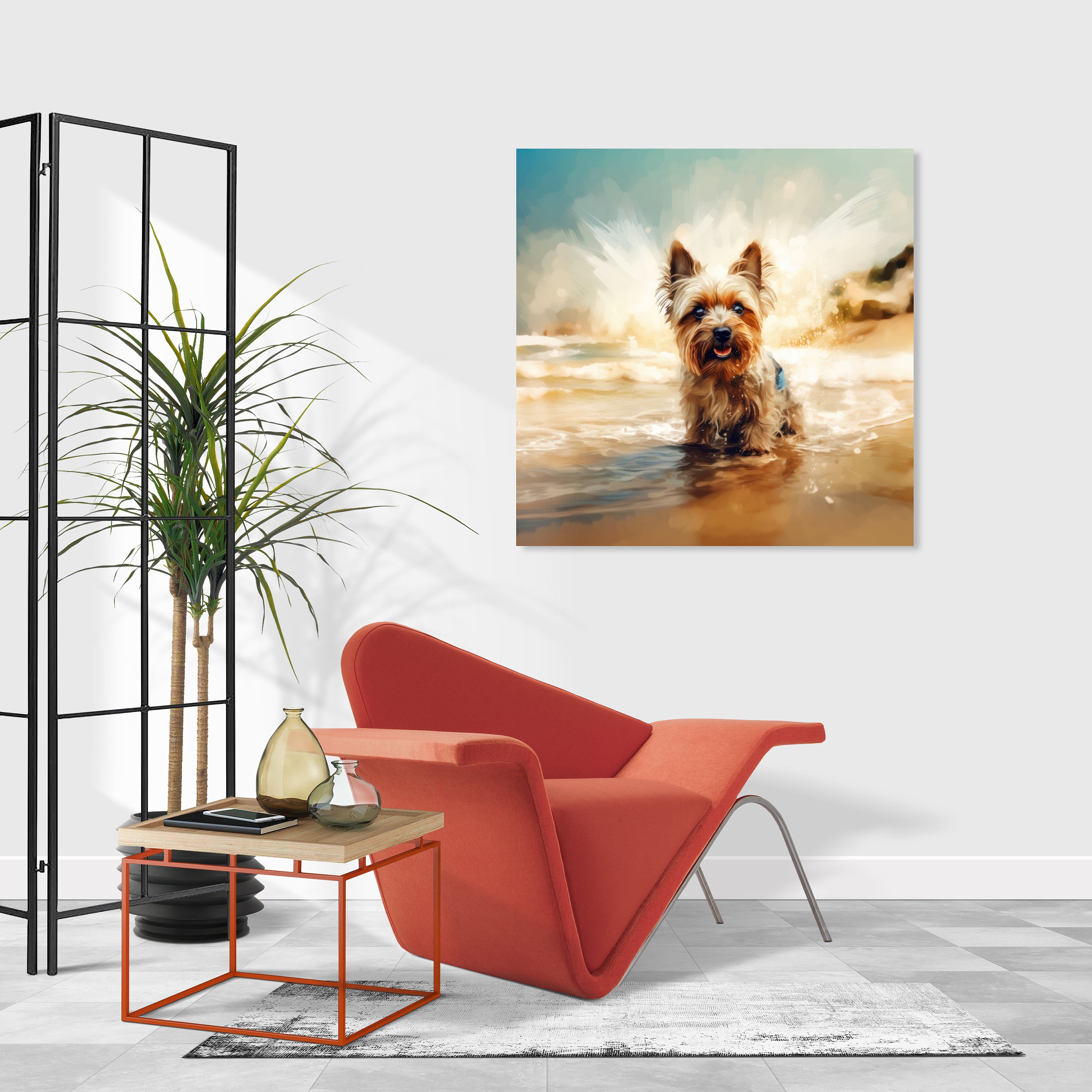 Yorkshire Terrier at the Beach, Yorkie Watercolor, Dog Artwork, Yorkie ...