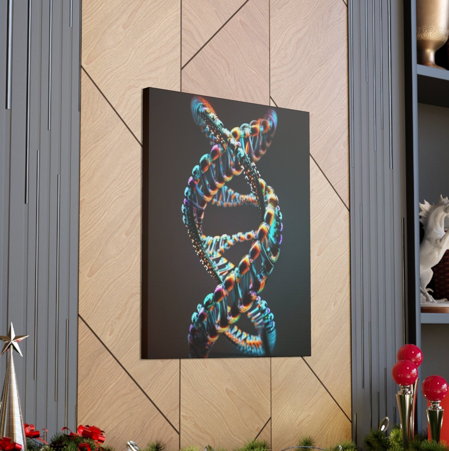 DNA Wall Art, Futuristic Double Helix, Blue Double Helix, Double Helix ...