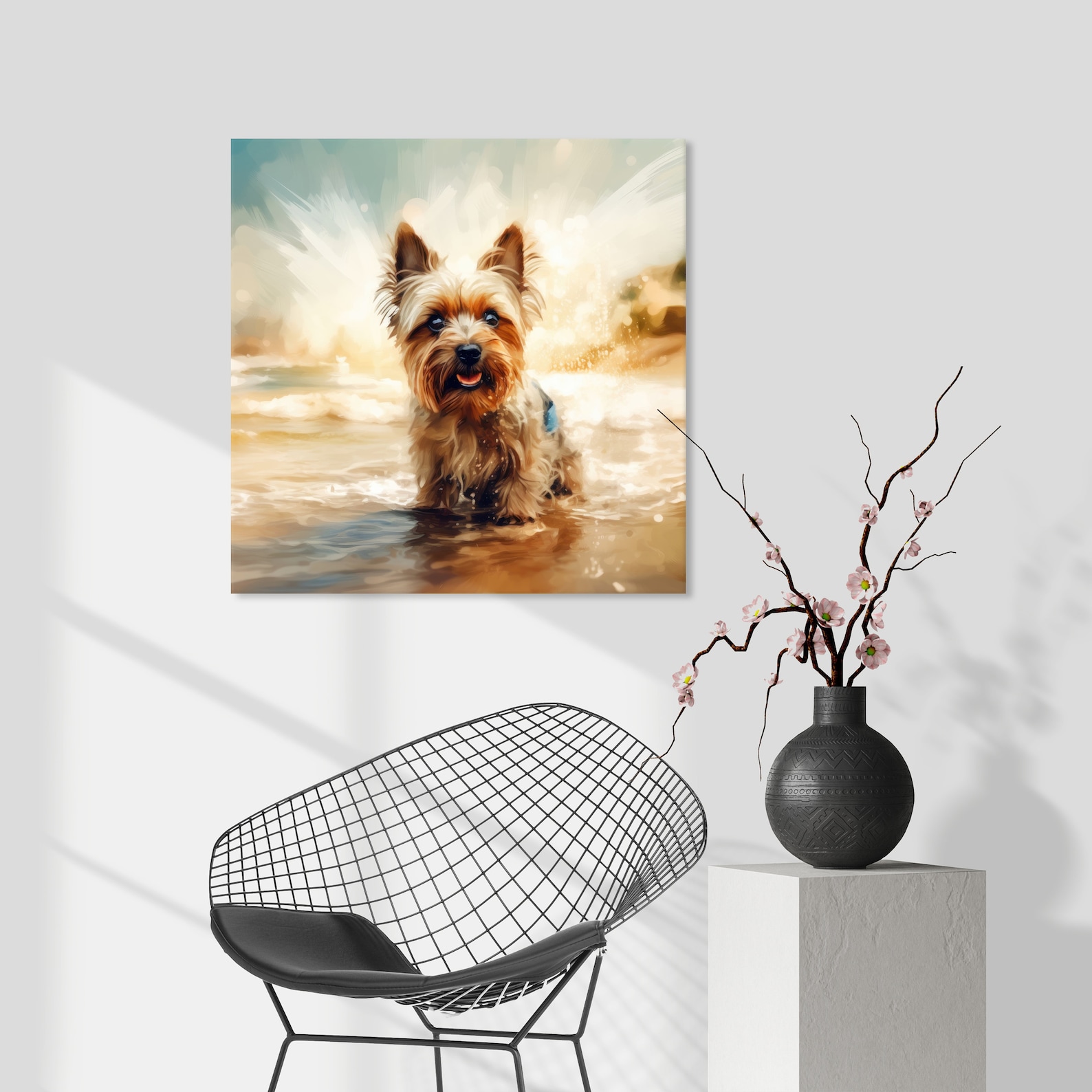 Yorkshire Terrier at the Beach, Yorkie Watercolor, Dog Artwork, Yorkie ...