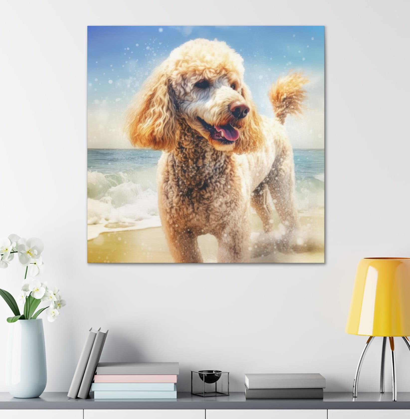 Poodle on the Beach, Poodle Watercolor, Poodle Wall Art, Dog Artwork ...
