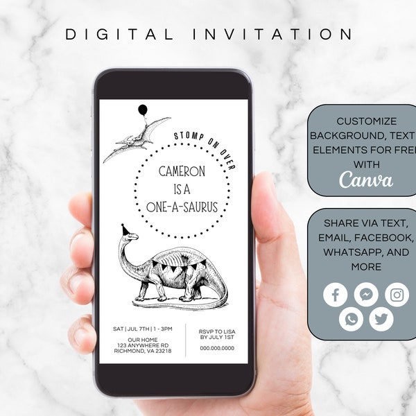 Oneasaurus Dino Invite - Etsy Canada