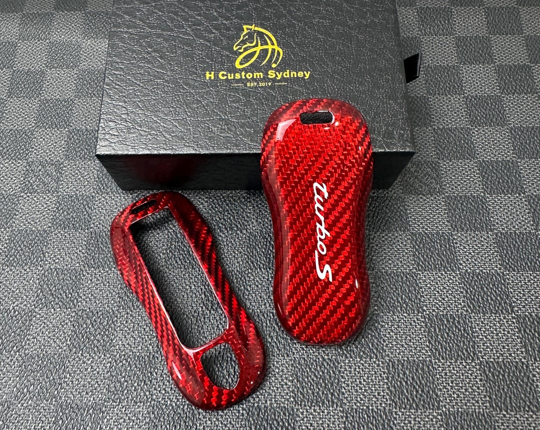 Luxury Red Carbon Fiber Key Shell Fit for Porsche Car Key Fob Exclusive ...