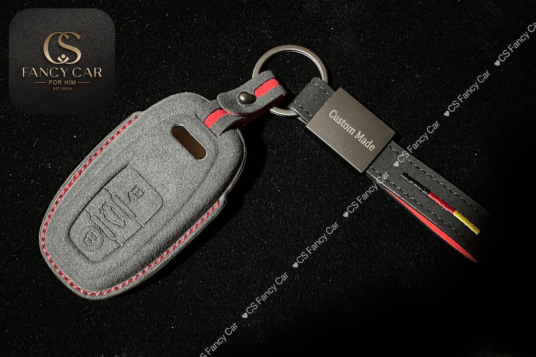 Premium Alcantara Leather Key Fob Cover Case for Audi S4 RS4 S5 SQ5 RS5 ...