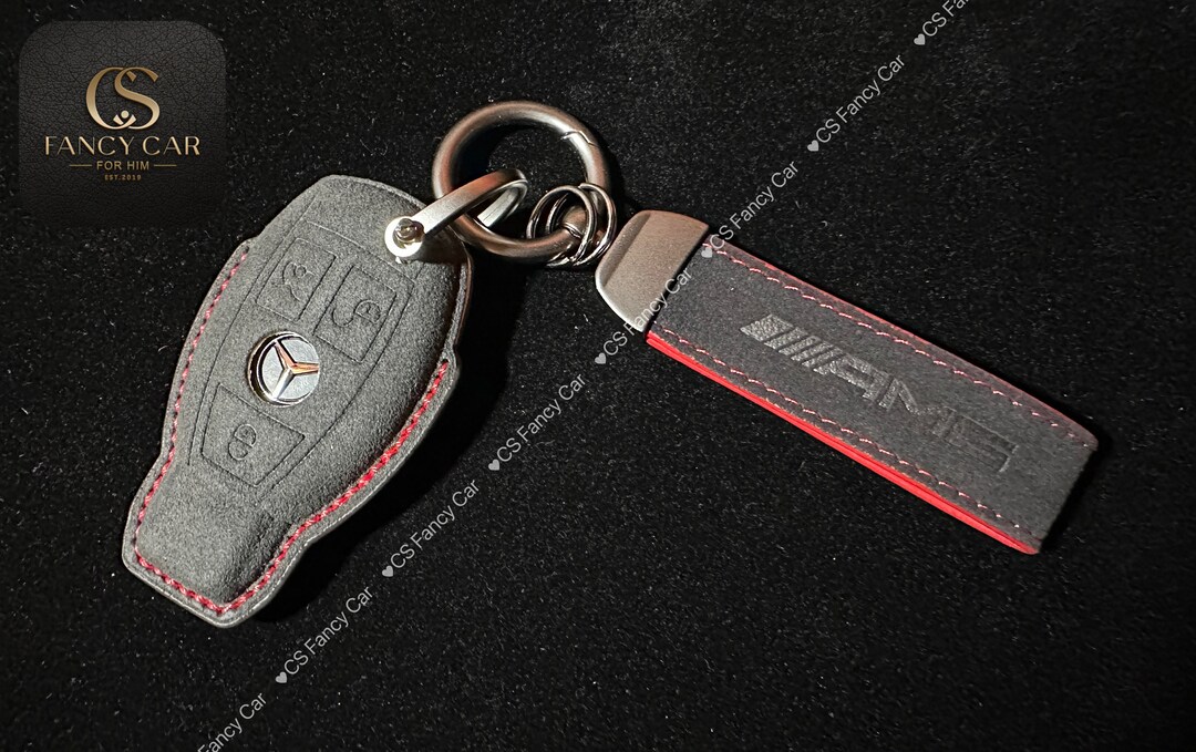 Premium Alcantara Leather Key Fob Cover Case for Mercedes AMG Model ...