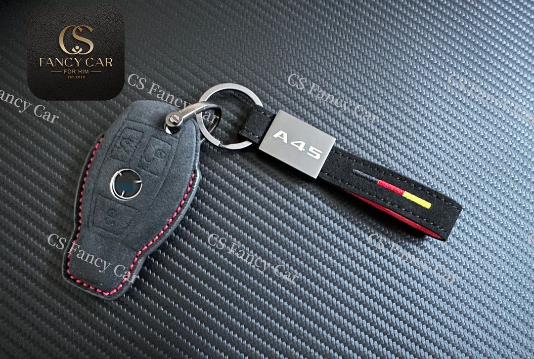 A45 Premium Alcantara Leather Key Fob Cover Case for Mercedes W176 A45 ...