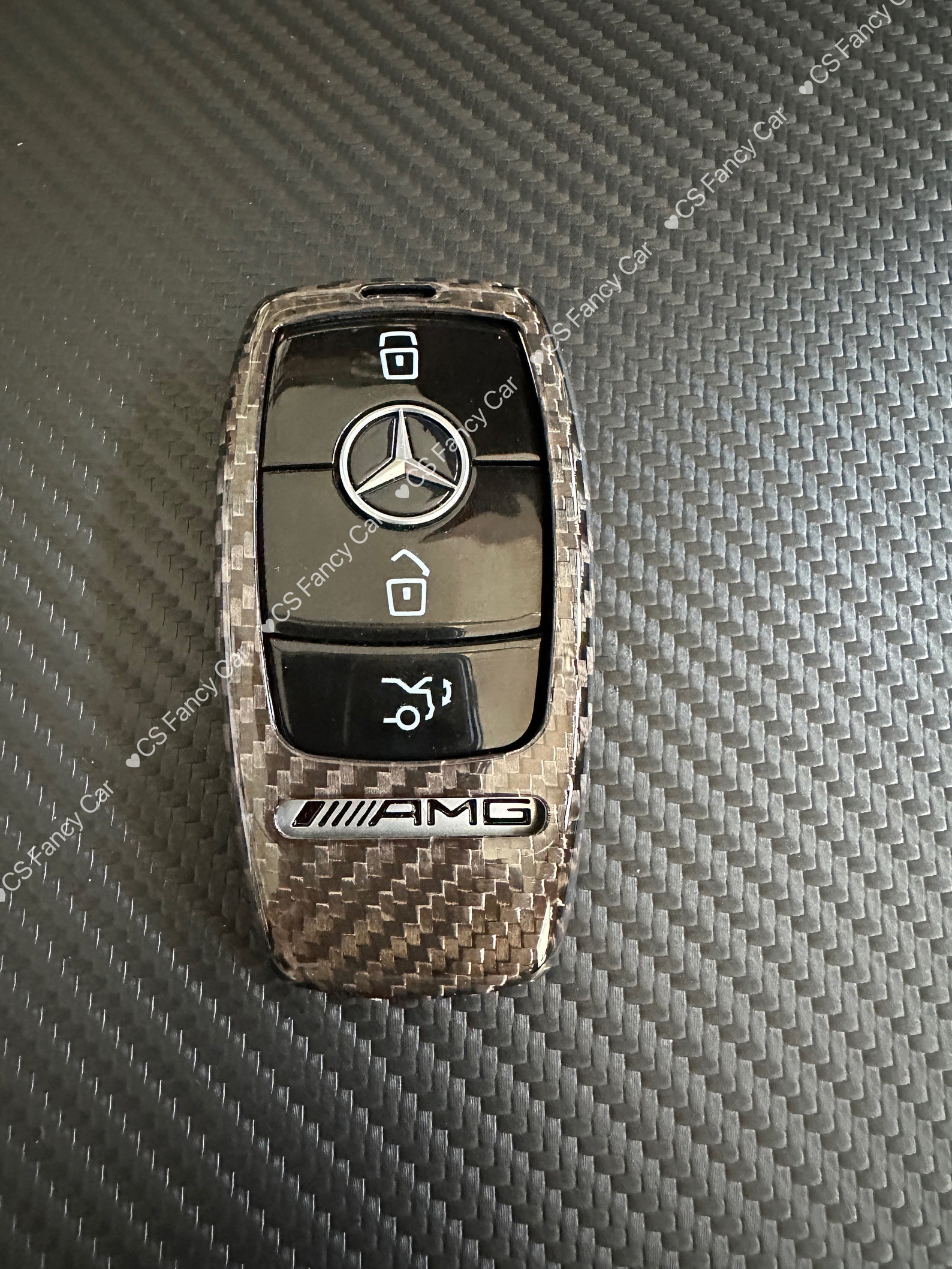 C63S Premium Genuine Carbon Fiber Key Fob Cover Case Fit for Mercedes ...
