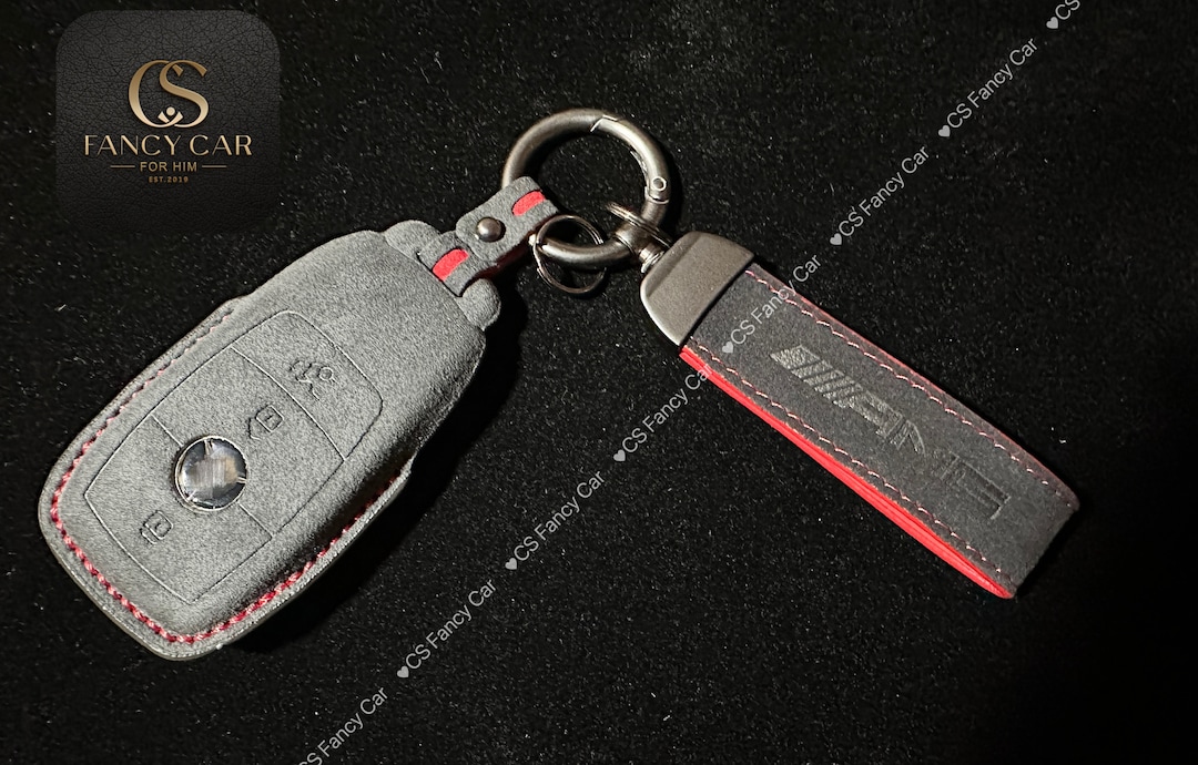 Premium Alcantara Leather Key Fob Cover Case for Mercedes AMG Model ...