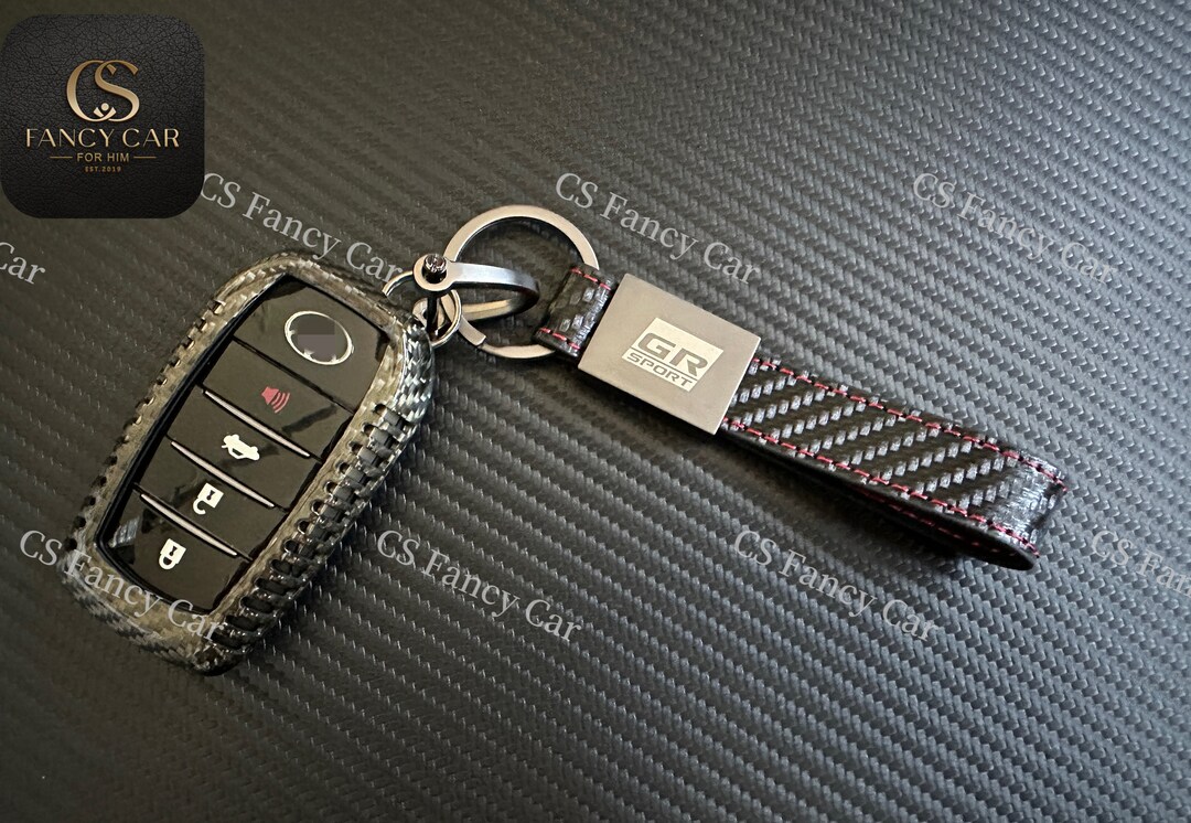 GR Sport Genuine Carbon Fiber Keyring Key Fob Cover Keychain for Toyota ...