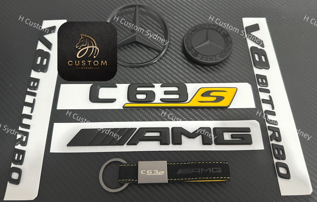 C63S Matte Black Badges Emblems Package for Mercedes C63S W205 C205 ...
