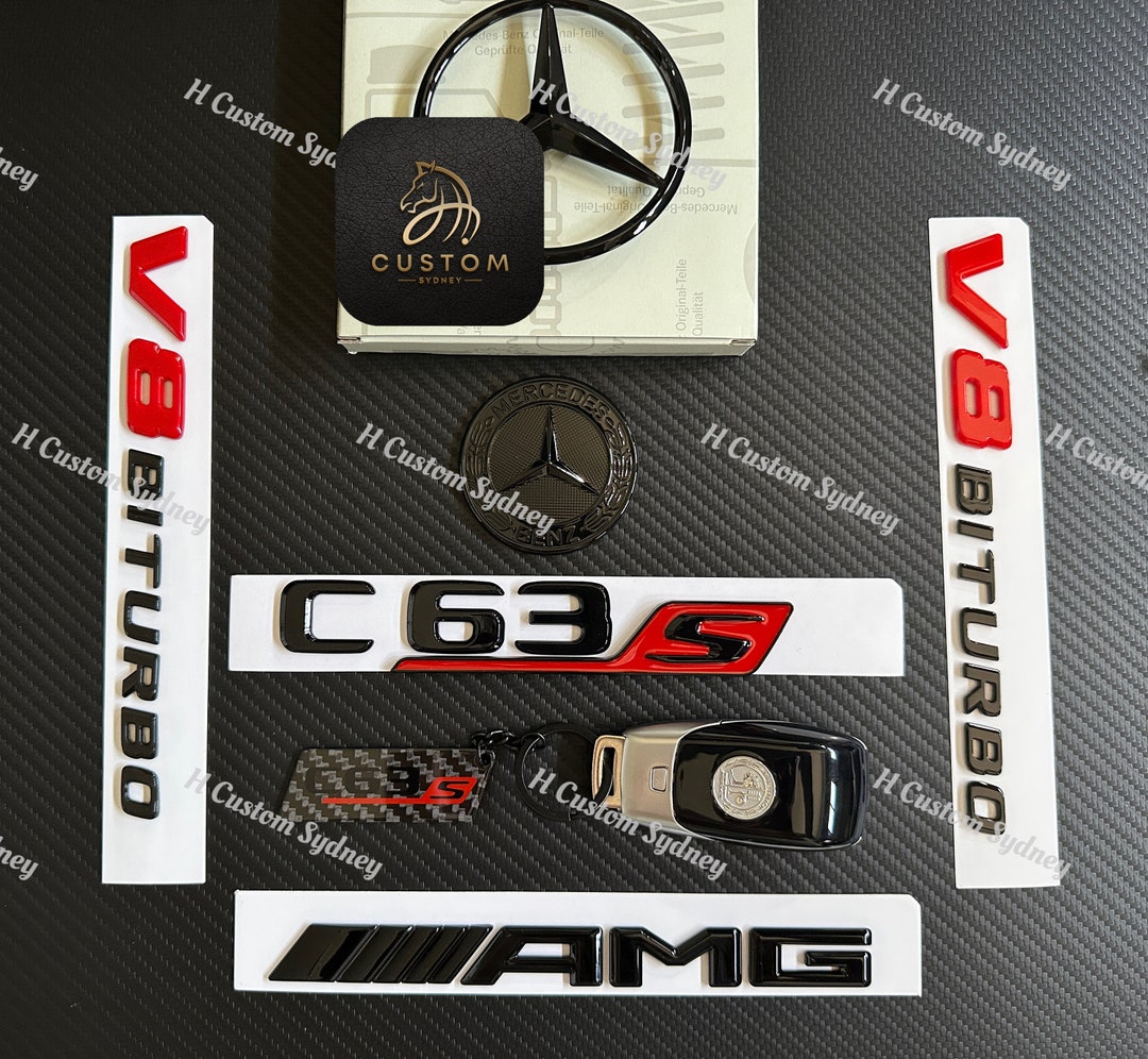 C63S Gloss Black Badges Emblems Package for W205 C205 S205 A205 2019 ...