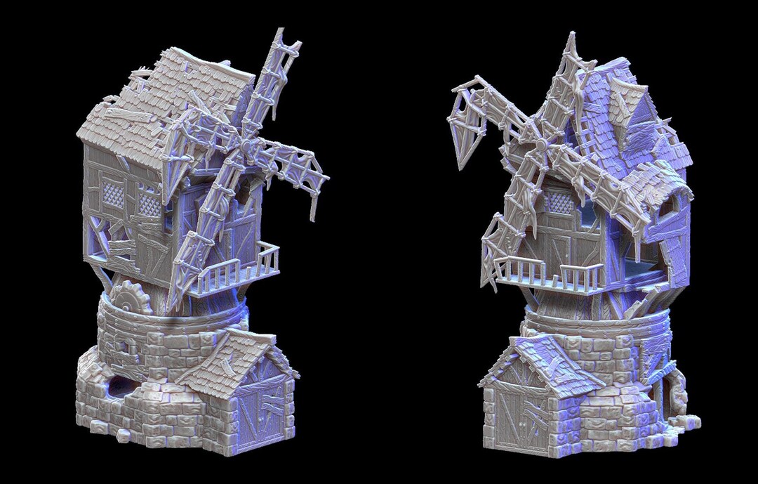 City of Tarok Ruined Windmill 3D Print Tabletop Terrain Wargaming Black ...