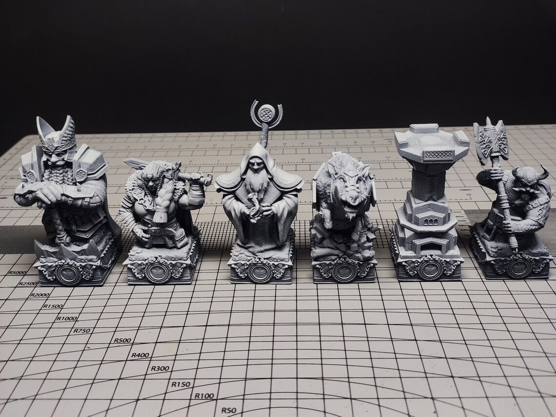 Dwarven Chess Pieces 16 Parts 3D Printed STLFLIX Fantasy D&D Tabletop ...