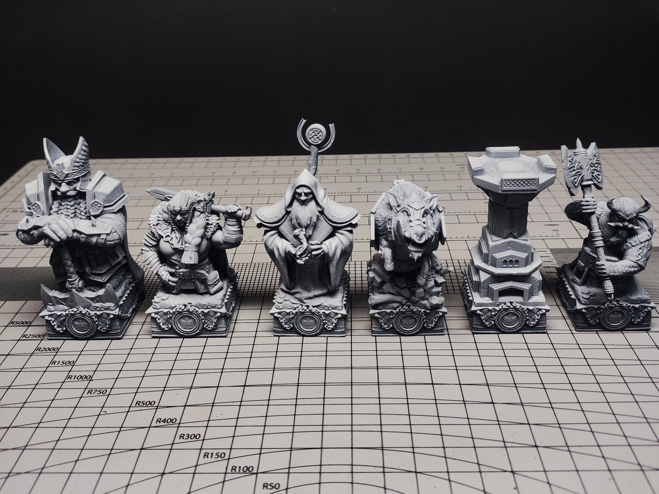 Dwarven Chess Pieces 16 Parts 3D Printed STLFLIX Fantasy D&D Tabletop ...