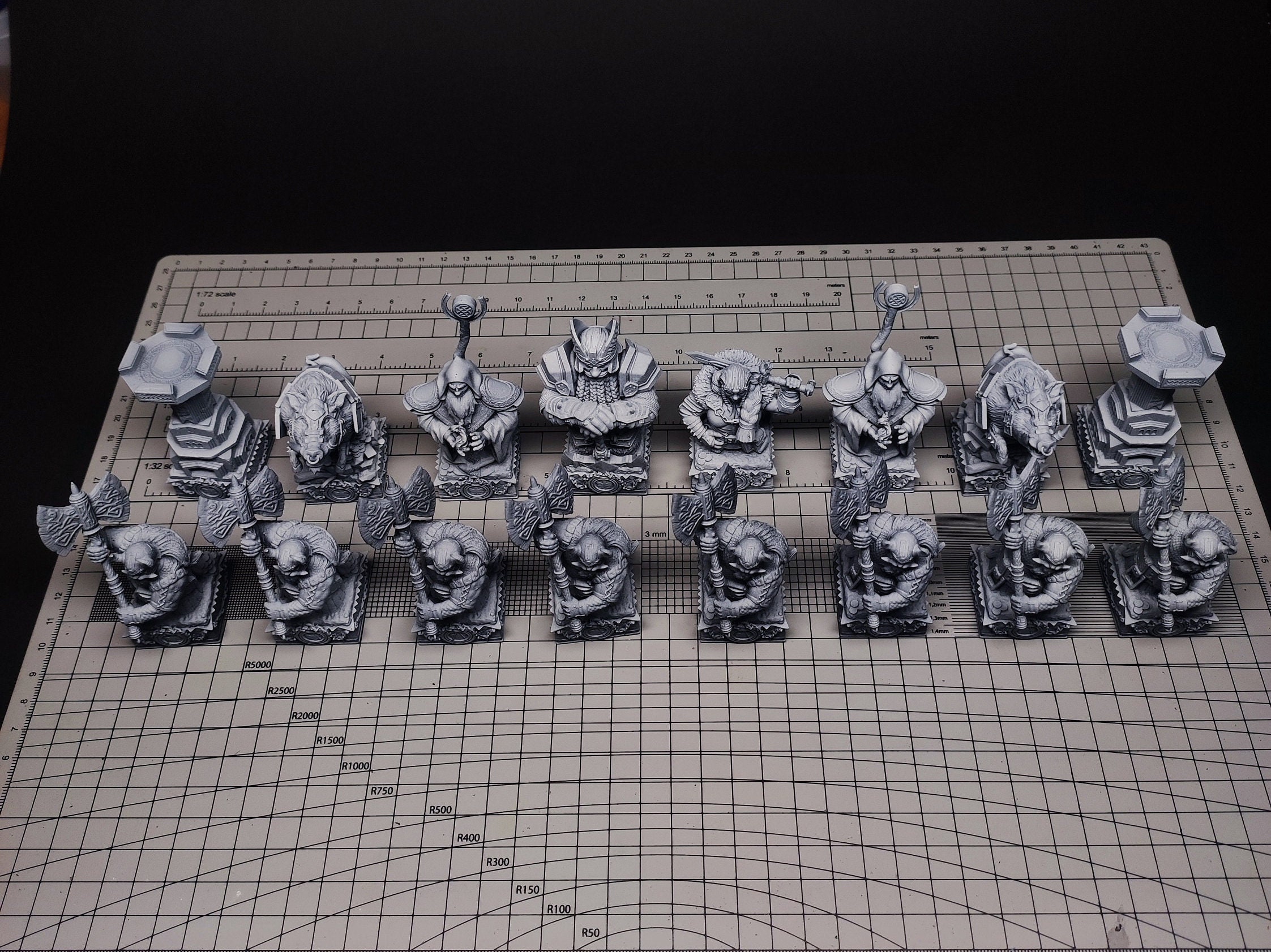 Dwarven Chess Pieces 16 Parts 3D Printed STLFLIX Fantasy D&D Tabletop ...