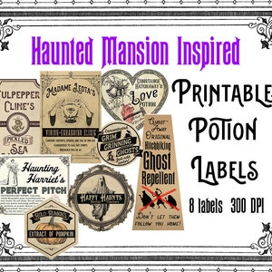 Printable Haunted Mansion Inspired Potion Labels, Apothecary Labels - Etsy