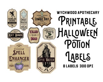 Halloween Potion Labels Painted Illustrated Clipart - Etsy