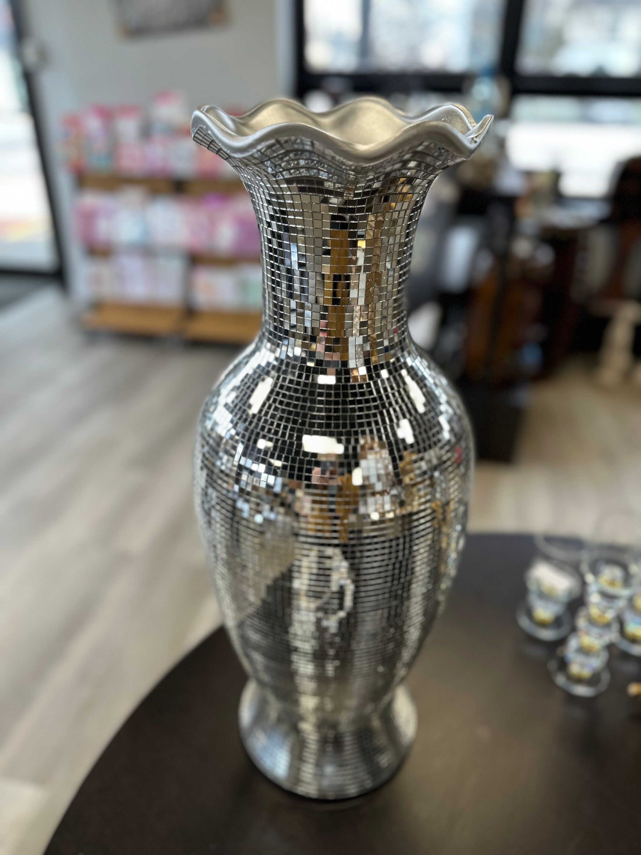 Silver Mirrored Vase/ Reflective Large Vase/ Silver Large Vase/ Silver ...