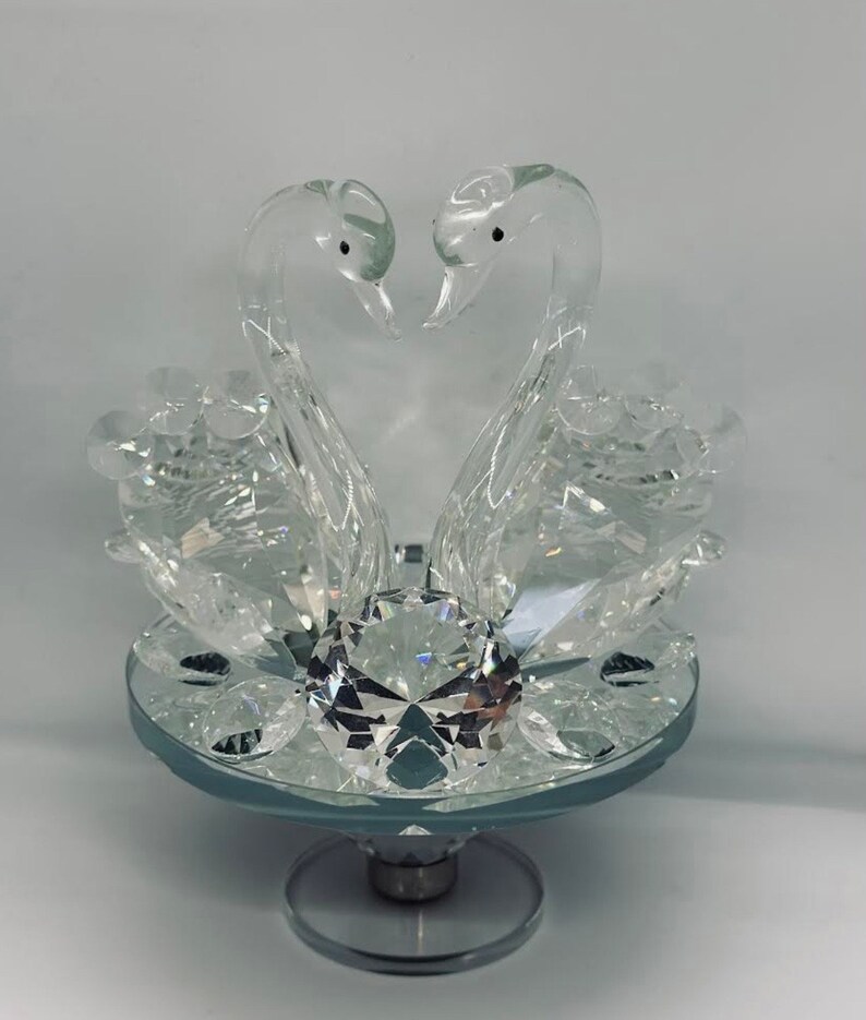 Crystal Swan Figurine / Sparkling Crystal Decor/ Crystal Swan/ Wedding ...