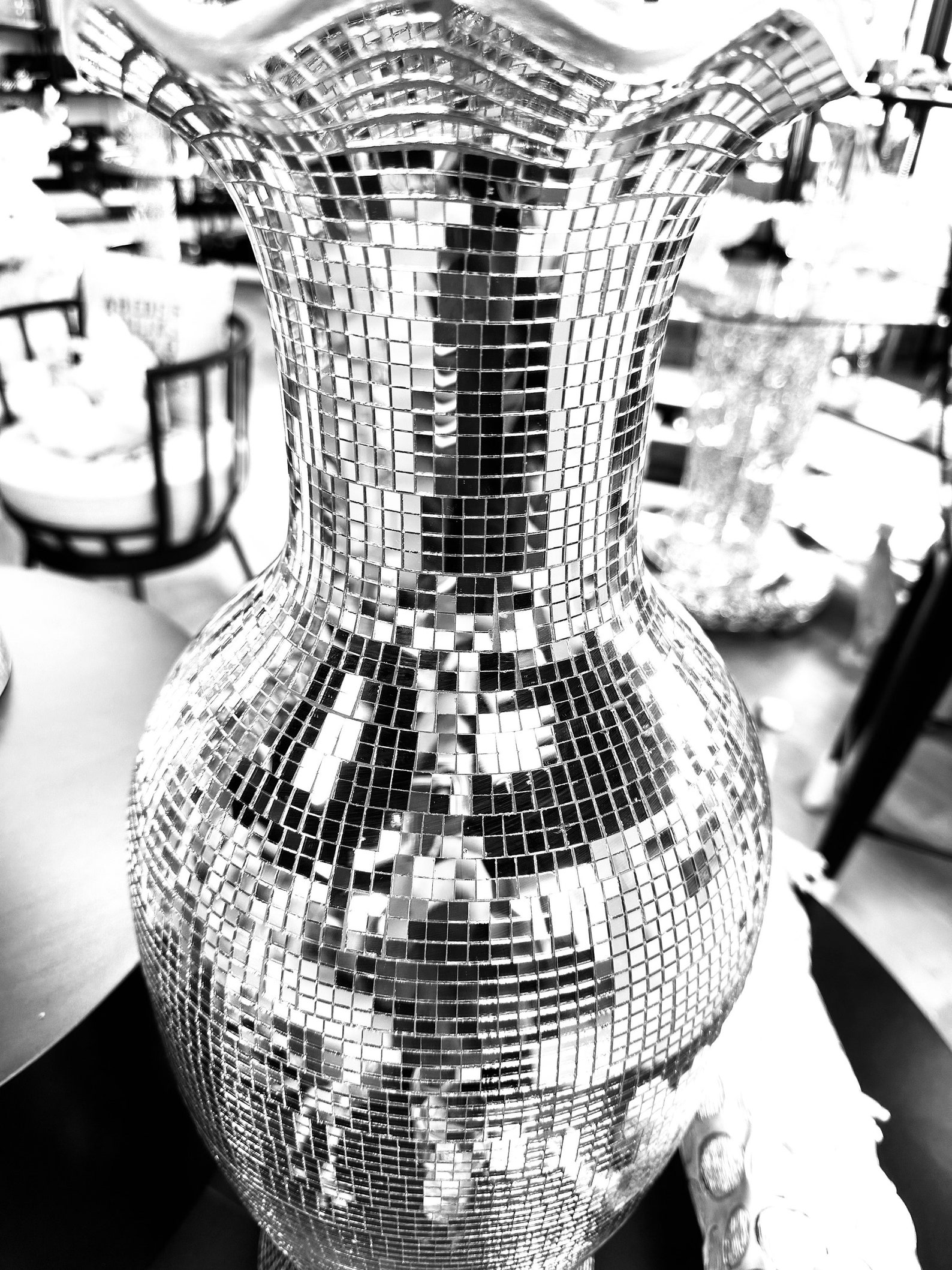 Silver Mirrored Vase/ Reflective Large Vase/ Silver Large Vase/ Silver ...
