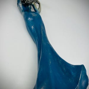 Lady Figurine in Blue/ Blue Accent Statue/ Resin Accent Home Decor ...