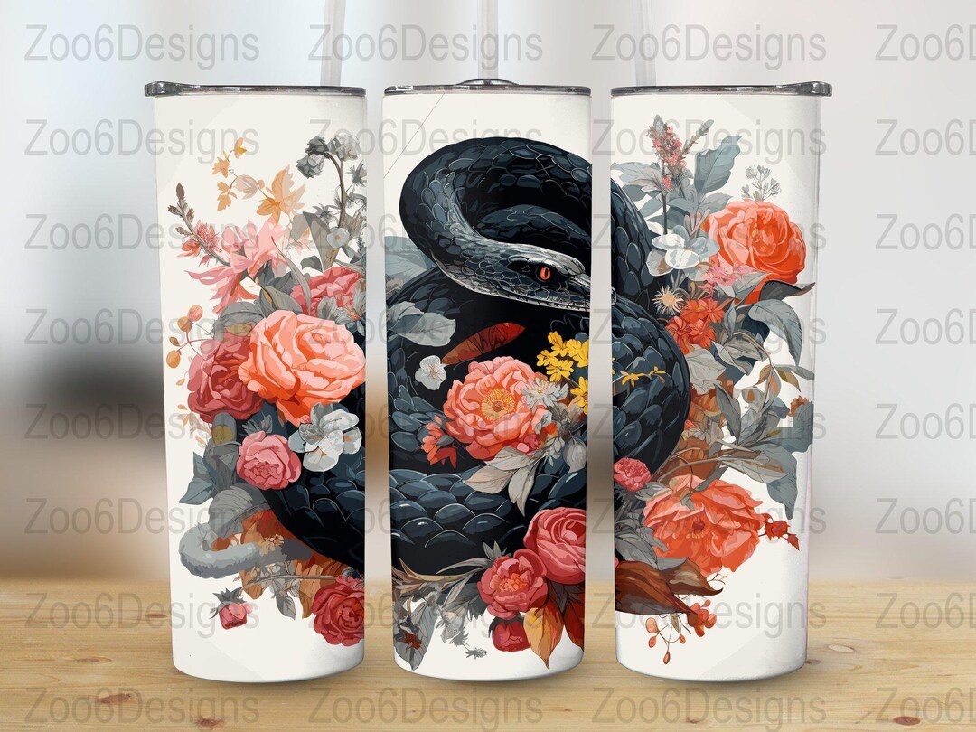 Black Snake Wrapped Around Flowers 20oz Sublimation Tumbler - Etsy