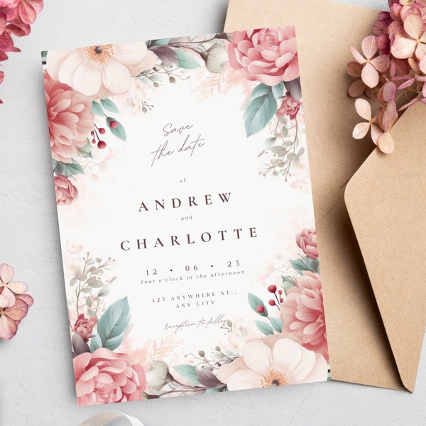 Classic Wedding Invitation Template Canva - Etsy