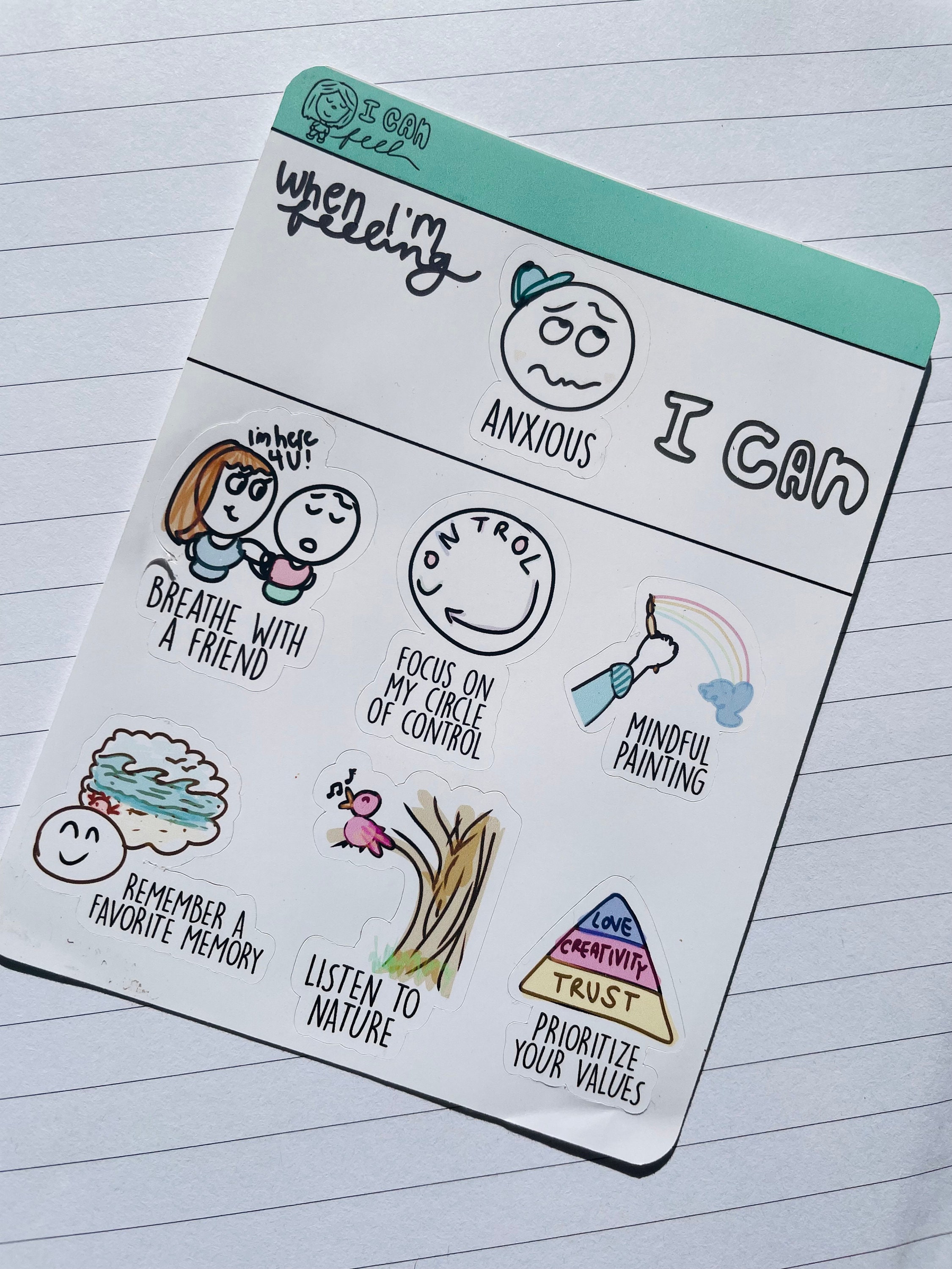 Anxiety Stickers for Kids (4 PACK) Coping Skills Mental Health for ...