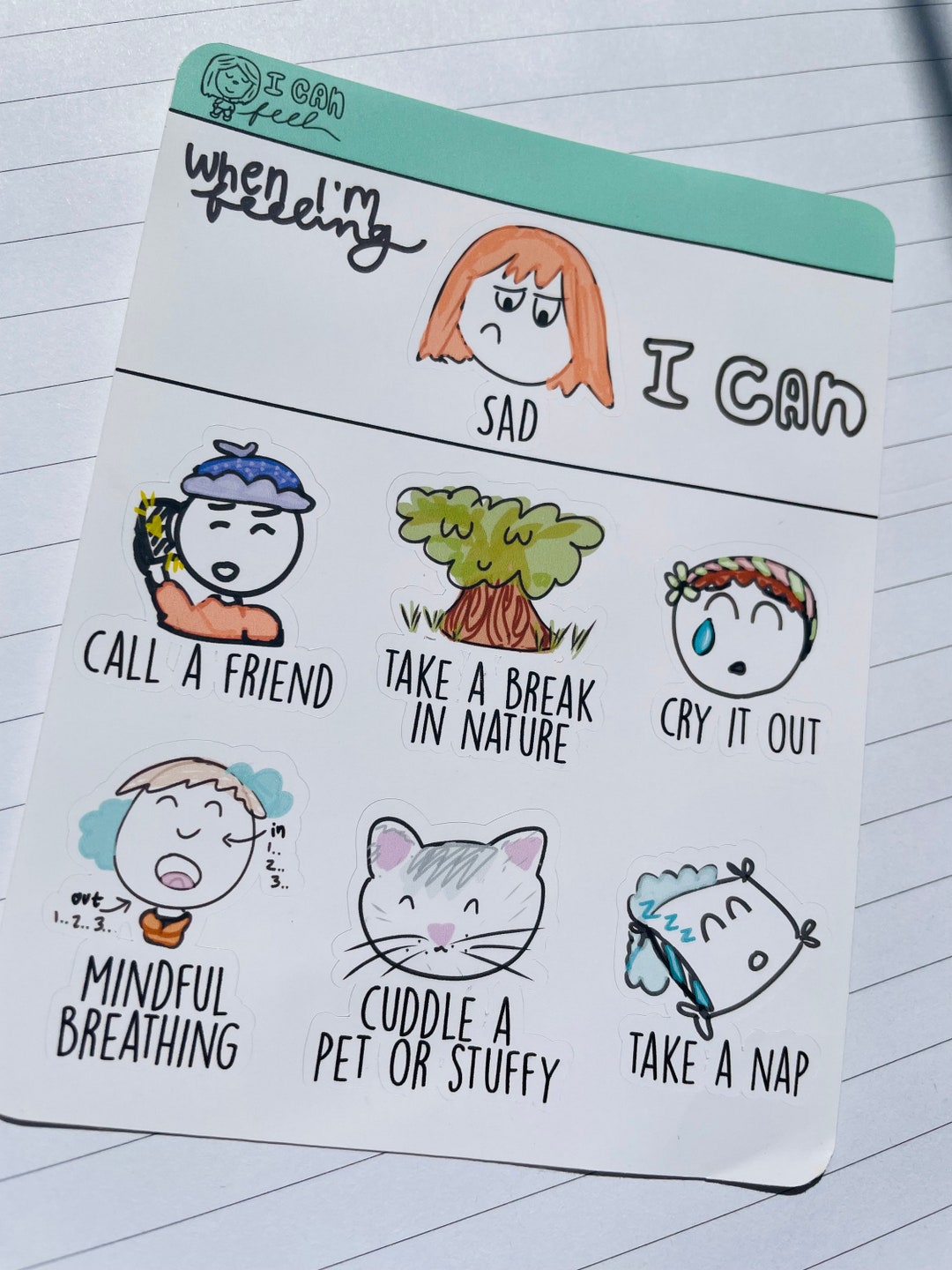 Sadness Stickers for Kids (4 PACK) Coping Skills Mental Health for ...